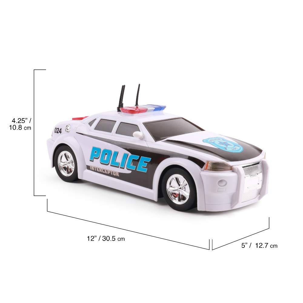 Mighty Fleet Rescue Force 12" Police Cruiser Toy: Realistic Lights & Sound Effects, Free Wheeling Play & Batteries Included - Ages 3+