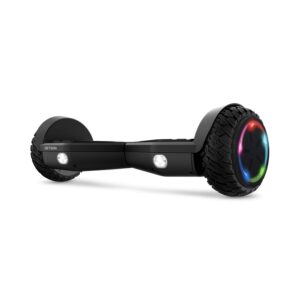 jetson spin all terrain hoverboard with led lights, self-balancing hoverboard with active balance technology, range of up to 7 miles, ages 13+, black, jaero-blk