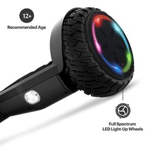 Jetson Spin All Terrain Hoverboard with LED Lights, Self-Balancing Hoverboard with Active Balance Technology, Range of Up to 7 Miles, Ages 13+, Black, JAERO-BLK