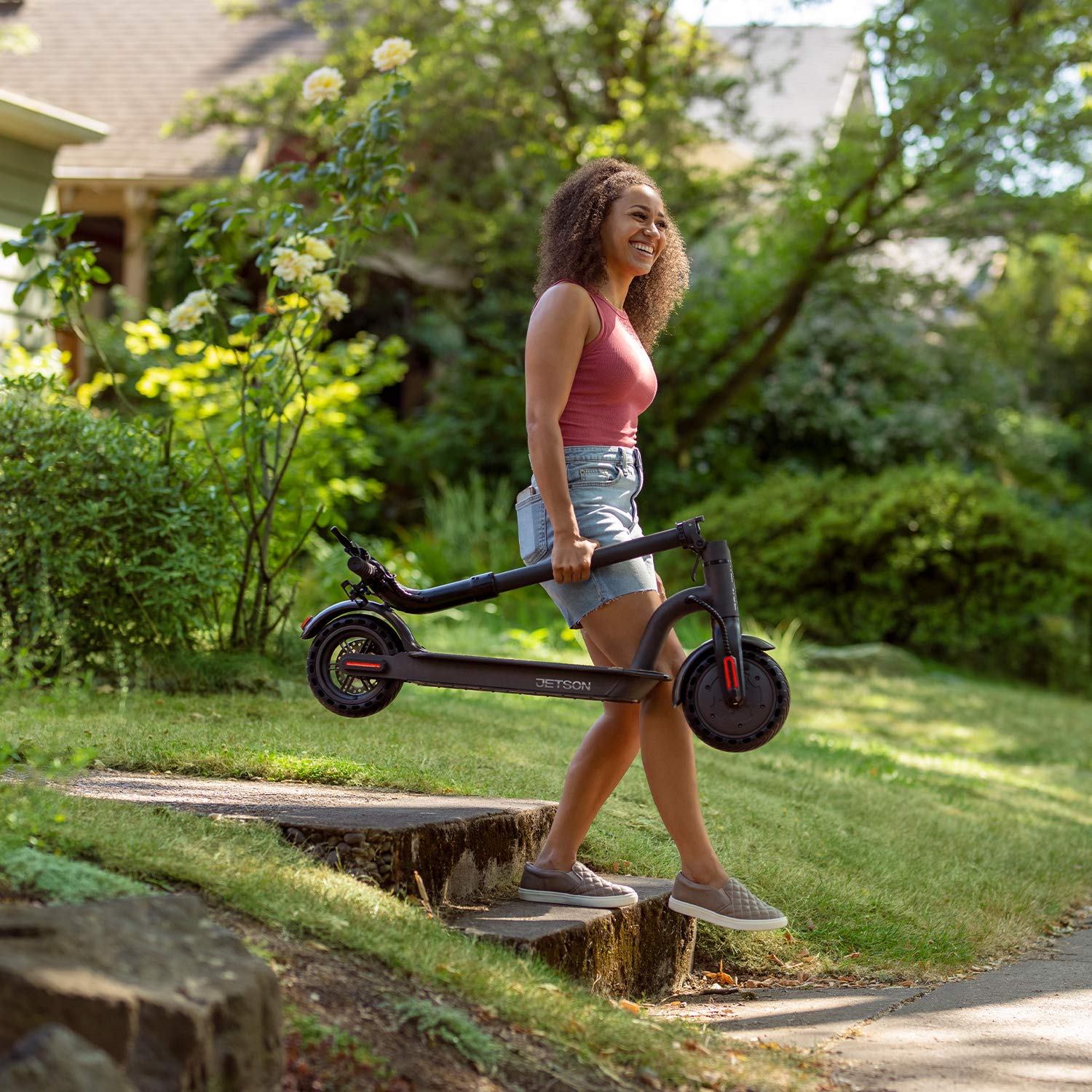 Jetson Eris Adult Electric Scooter - Includes Easy Folding Mechanism, LCD Display, Integrated Phone Holder, Reach Speeds up to 14 MPH, Range of up to 12 Miles, Ages 12+, Blue, JERIS-BLU