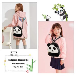 KL928 Girls Mini Backpack Toddler 3D Animal Casual Daypack PU Leather Preschool Convertible Shoulder Bag Gift for Kids (Black)