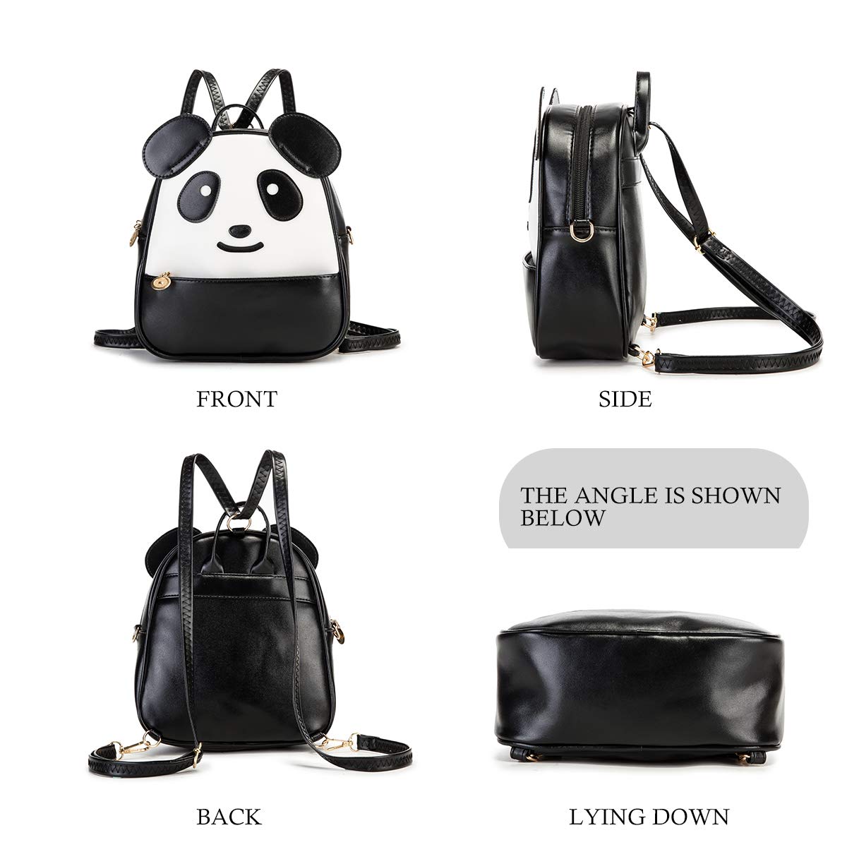 KL928 Girls Mini Backpack Toddler 3D Animal Casual Daypack PU Leather Preschool Convertible Shoulder Bag Gift for Kids (Black)