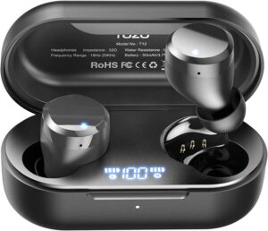 tozo t12 (large ergonomic edition) wireless earbuds bluetooth 5.3 headphones premium sound performance touch control led digital display wireless charging case earphones