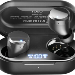 TOZO T12 (Large Ergonomic Edition) Wireless Earbuds Bluetooth 5.3 Headphones Premium Sound Performance Touch Control LED Digital Display Wireless Charging Case Earphones