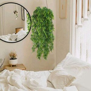 XHXSTORE 3.77 Ft Long Artificial Hanging Plants 2pcs Boston Ferns Faux Ivy Vines UV Resistant Outdoor Plastic Plants for Summer Garden Indoor Home Wall Party Garland Office Decor