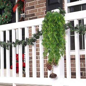 XHXSTORE 3.77 Ft Long Artificial Hanging Plants 2pcs Boston Ferns Faux Ivy Vines UV Resistant Outdoor Plastic Plants for Summer Garden Indoor Home Wall Party Garland Office Decor