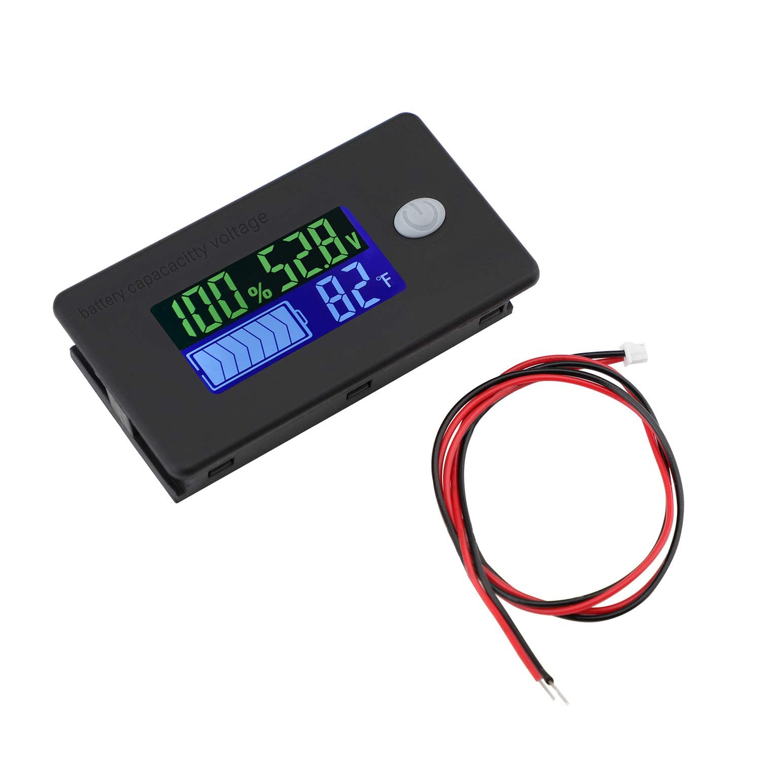 DROK 48v Battery Meter, 10-100v Marine RV Battery Capacity Volt Monitor 12v 24v, Lithium Battery Voltage Fahrenheit Temp Indicator Gauge