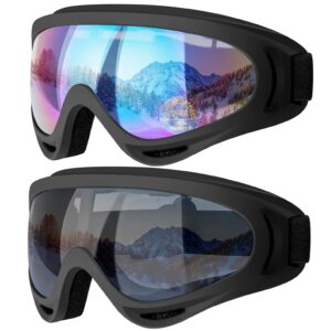 cooloo ski goggles, snow snowboard goggles for men women kids - uv protection foam anti-scratch dustproof