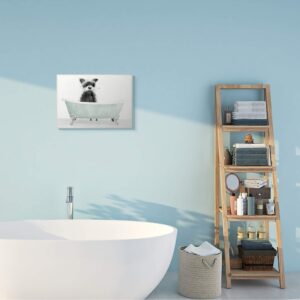 Stupell Industries Raccoon in A Tub Funny Animal Bathroom Drawing, Stellar Design Studio Art, 13 x 19, Wall Plaque, Model Number: aa-193_wd_13x19