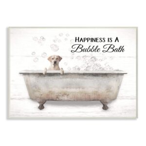 stupell industries happiness is a bubble bath dog in tub word design, 10 x 15