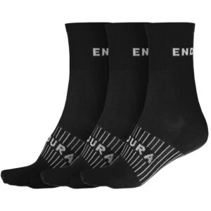 endura men's coolmax race cycling sock (triple pack) black, s/m