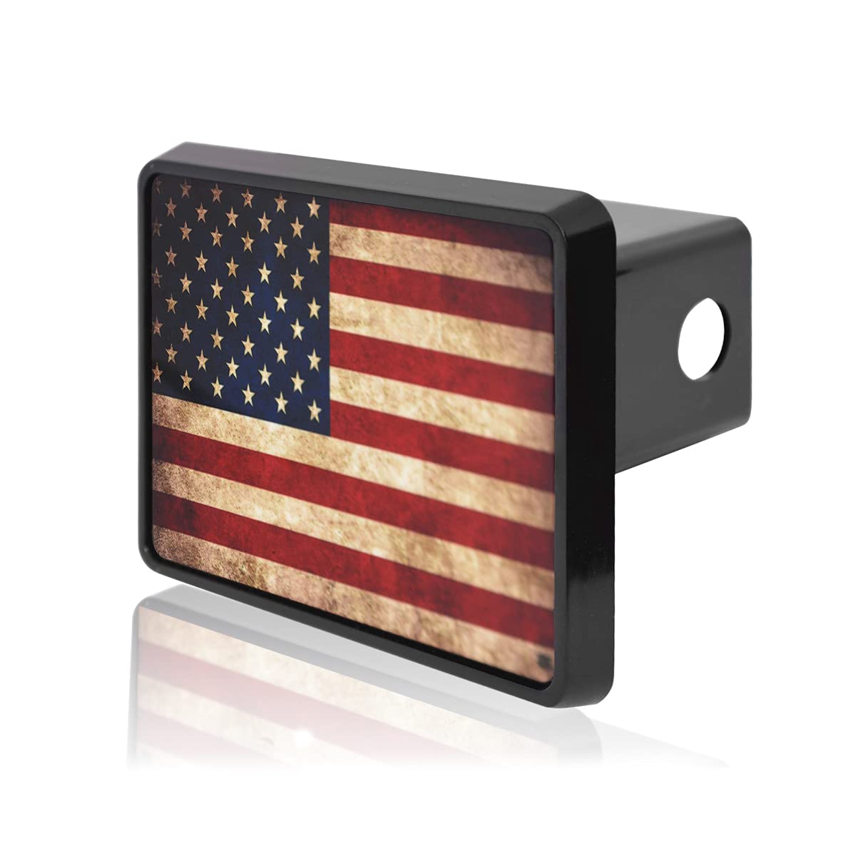 Zone Tech Tactical USA American Flag Logo Hitch Cover - Premium Quality Thick Durable Novelty American Flag Trailer Hitch Cover Plug -US Patriotic Vintage Pledge of Allegiance - Fits 2” Receivers