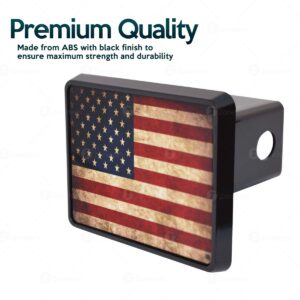 Zone Tech Tactical USA American Flag Logo Hitch Cover - Premium Quality Thick Durable Novelty American Flag Trailer Hitch Cover Plug -US Patriotic Vintage Pledge of Allegiance - Fits 2” Receivers