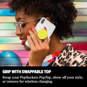 ​​​​PopSockets Phone Grip with Expanding Kickstand, Solid PopGrip - Neon Yellow