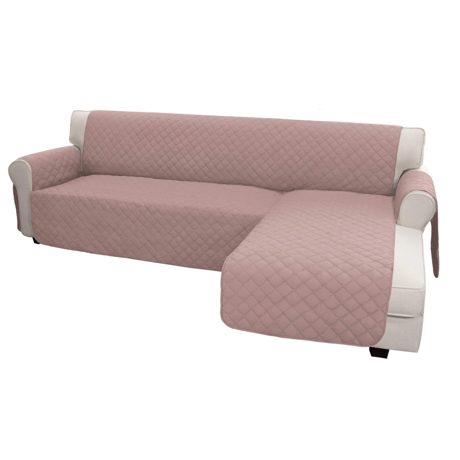 Easy-Going Sofa Slipcover L Shape Sofa Cover Sectional Couch Cover Chaise Lounge Cover Reversible Sofa Cover Furniture Protector Cover for Pets Kids Children Dog Cat (Small, Pink/Pink)