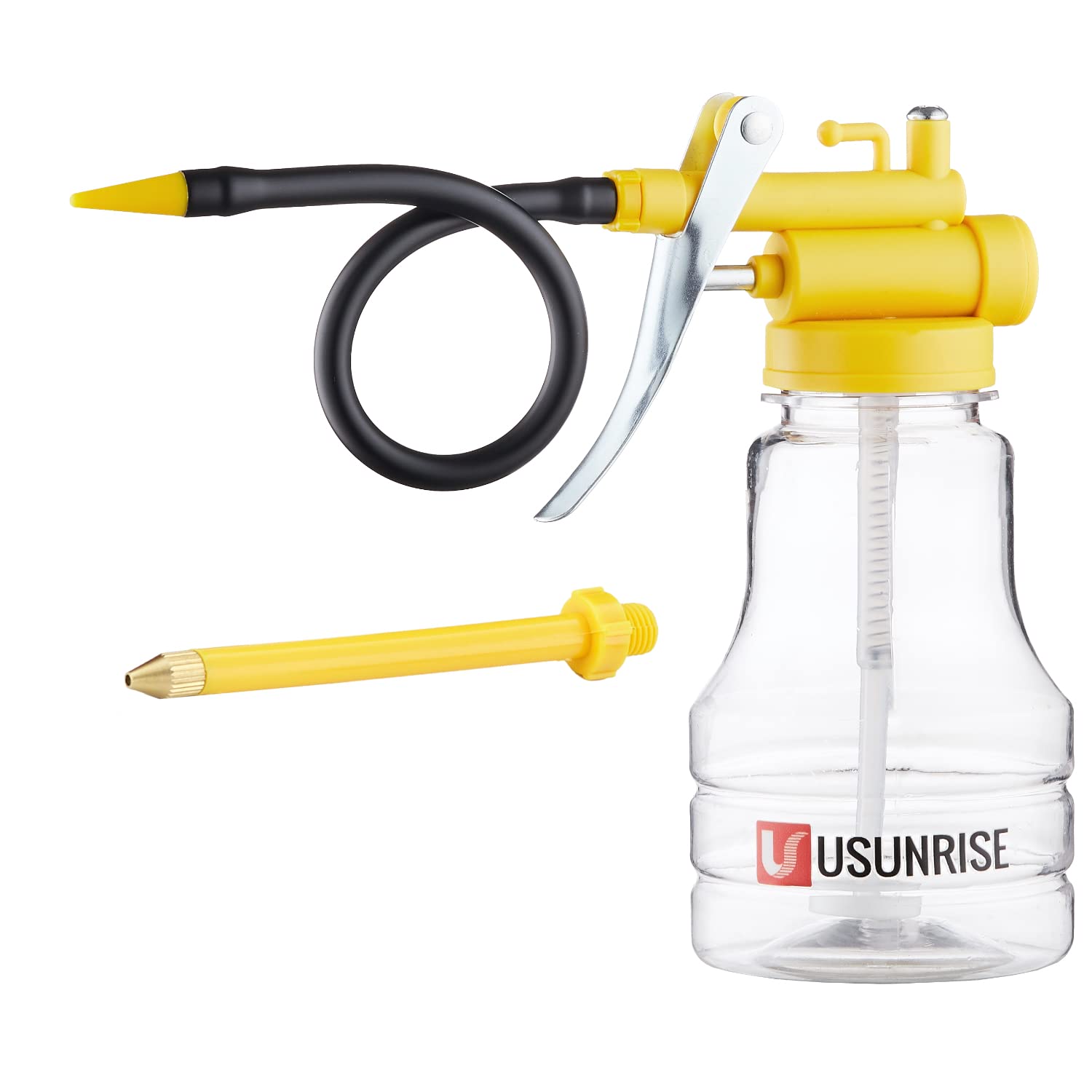 Oil Can Transparent High Pressure Oiler Lubrication Oil Can Bottle Oiling Gun with Rigid & Flex Spout Thumb Pump Tool Oiler