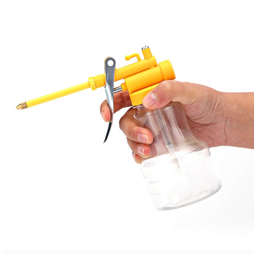 Oil Can Transparent High Pressure Oiler Lubrication Oil Can Bottle Oiling Gun with Rigid & Flex Spout Thumb Pump Tool Oiler