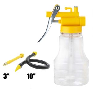 Oil Can Transparent High Pressure Oiler Lubrication Oil Can Bottle Oiling Gun with Rigid & Flex Spout Thumb Pump Tool Oiler