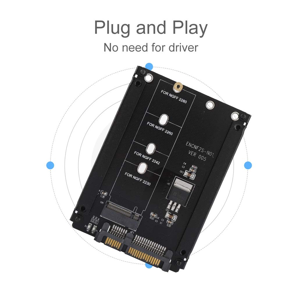 Zopsc M.2 NGFF to SATA Adapter, High Performance 22pin M.2 NGFF to SATA Adapter, Plug and Play, for WinXP/Vista/Win7/Win8 32-digit/64-digit MAC/Linux