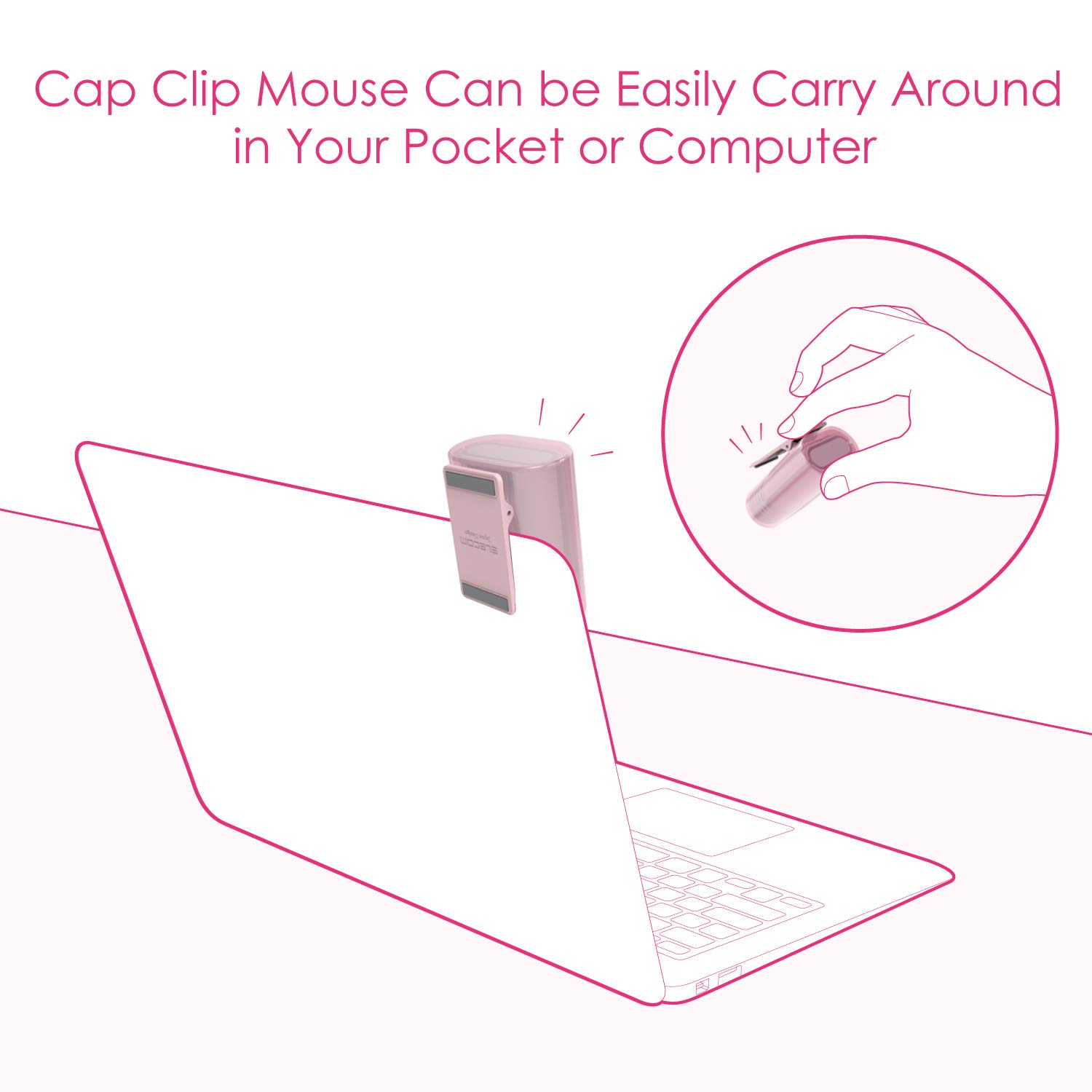 ELECOM Wireless CAPCLIP Bluetooth Mouse / Silent Click / 95% Reduction of Clicking Sounds / Pink /M-CC2BRSPN-G