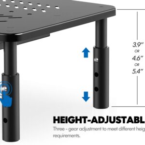 FITUEYES Monitor Stand with Drawer - Adjustable Computer Monitor Riser, Metal Desktop Stand for PC Cellphone Cable Management, Printer Display with Vented, Office Organization, Black, 2PACK