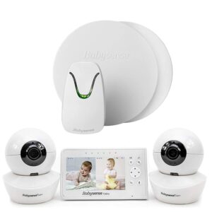 babysense video & movement baby monitor - bundle pack - babysense video baby monitor v43 split screen with two ptz cameras & babysense 7 under-the-mattress baby movement monitor - 2 in 1