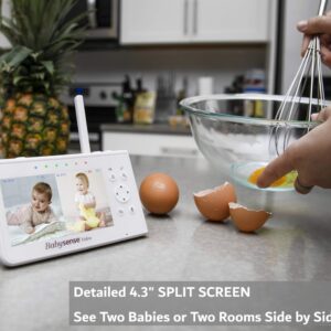 Babysense Video & Movement Baby Monitor - Bundle Pack - Babysense Video Baby Monitor V43 Split Screen with Two PTZ Cameras & Babysense 7 Under-The-Mattress Baby Movement Monitor - 2 in 1