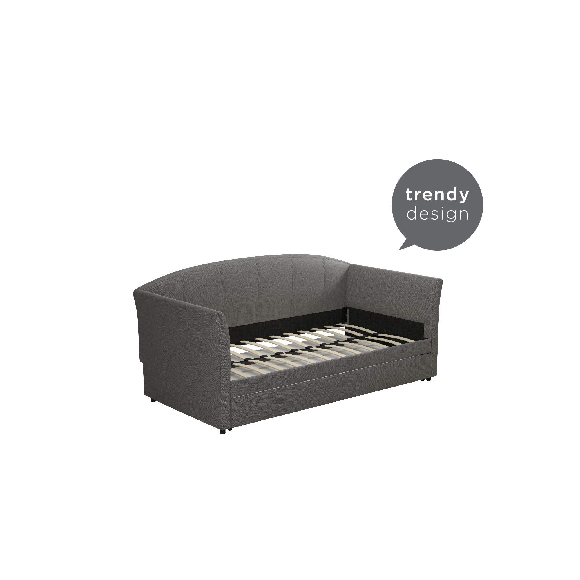 DHP Halle Modern Upholstered Daybed and Trundle in Gray Linen