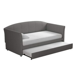 DHP Halle Modern Upholstered Daybed and Trundle in Gray Linen