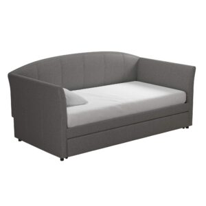 DHP Halle Modern Upholstered Daybed and Trundle in Gray Linen