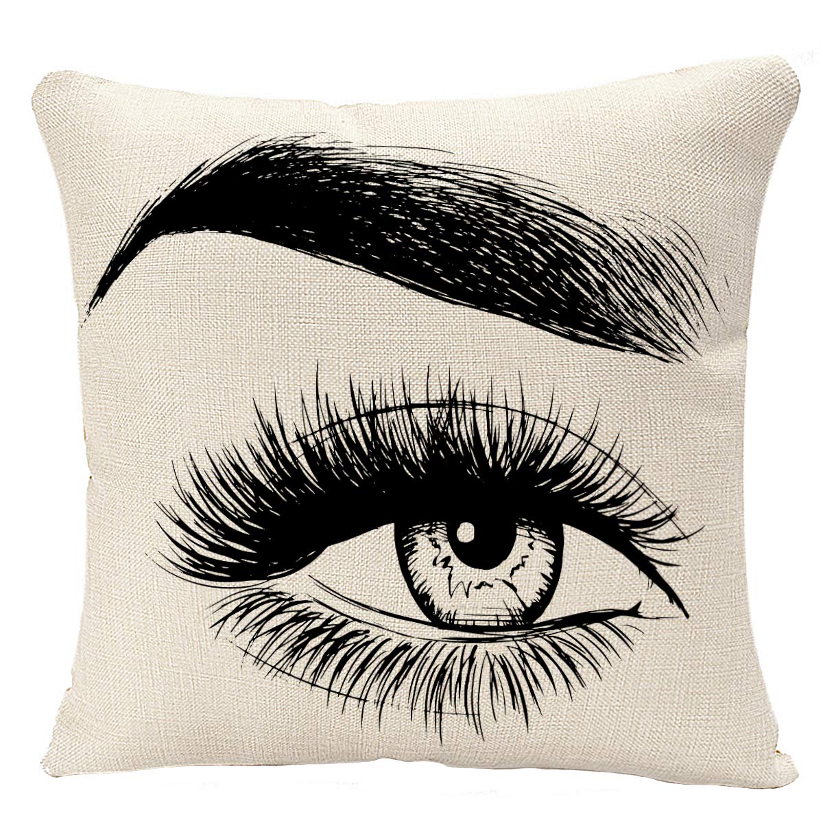 YGGQF Throw Pillow Cover Black Eyelash Beautiful Woman Eye White Brow Eyebrow Decorative Pillow Cushion Cover Pillowcase 18 x 18 Inch Square Pillow Case