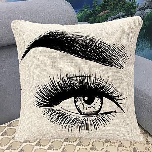 YGGQF Throw Pillow Cover Black Eyelash Beautiful Woman Eye White Brow Eyebrow Decorative Pillow Cushion Cover Pillowcase 18 x 18 Inch Square Pillow Case