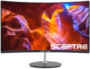 sceptre 24" curved 75hz gaming led monitor full hd 1080p hdmi vga speakers, vesa wall mount ready metal black 2019 (c248w-1920rn) (renewed)