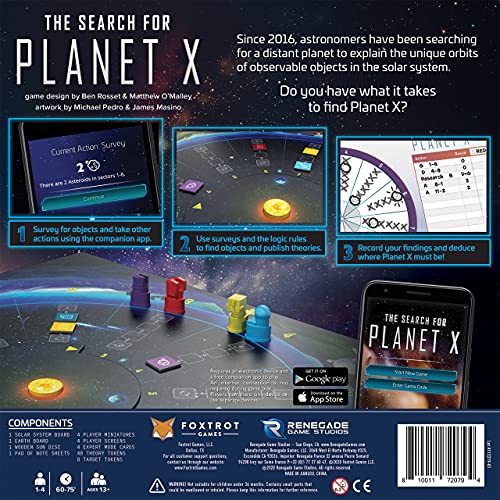 Renegade Game Studios The Search for Planet X, 1-4 Players, Ages 13+, 60-75 Minutes, Take on The Role of Astronomers, Deduction Game