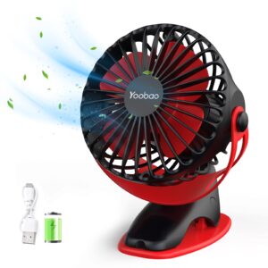 yoobao stroller fan, clip on fan personal fan 6400mah battery powered fan baby fan mini portable fan 4 speed rechargeable fan small desk fan 32 hours for car seat bedroom office - black