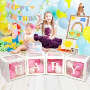 Baby Shower Boxes with Letters - 118 Piece All in one Baby Boxes with Letters for Baby Shower, Beautiful Baby Boxes for Baby Shower, Large and Easy to use Baby Balloon Box that Includes Balloons