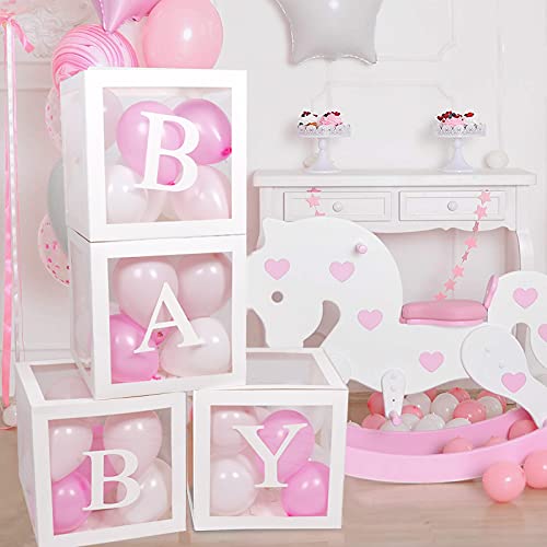 Baby Shower Boxes with Letters - 118 Piece All in one Baby Boxes with Letters for Baby Shower, Beautiful Baby Boxes for Baby Shower, Large and Easy to use Baby Balloon Box that Includes Balloons