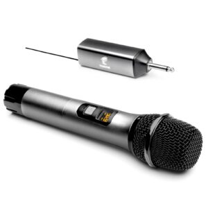 tonor wireless microphone, uhf metal cordless handheld mic system with rechargeable receiver, for karaoke, singing, party, wedding, dj, speech, 200ft (tw620), grey