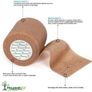 Self-Adhering Bandage Wrap - 6 Rolls - 2 in & 5 Yards - Cohesive Bandage - Sport Bandage Wrap Roll - Elastic Sterile Latex Free Flex Wrap for Ankle Sports Injury - Self Adhesive Band Wrap for Vets