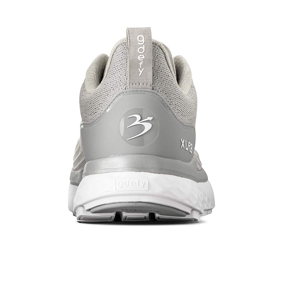 Gravity Defyer G-DEFY Men's XLR8 Run | Road Running | Wide Shoes | Pain Relief | Arch Support | Plantar Fasciitis | Foot & Knee Pain | Orthopedic | Neuropathy A5500 | Free Custom Orthotic Gray, White