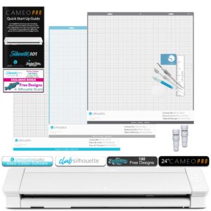 silhouette cameo 4 pro bundle with 4 mats, 2 autoblades, deluxe vinyl tool kit, and guide to silhouette 101 with bonus designs