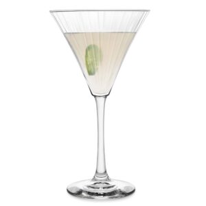 libbey paneled martini glasses set of 4, 9.5 oz fine ribbed modern martini glasses, dishwasher safe martini cocktail glasses for cocktail parties