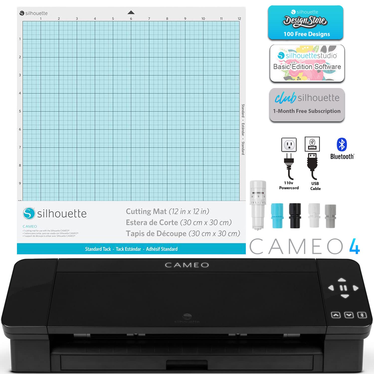 Silhouette Cameo 4 Vinyl Bundle- 24 Sheets of Vinyl, Vinyl Tool Kit and Cameo 4 Start Up Guide with Bonus Designs