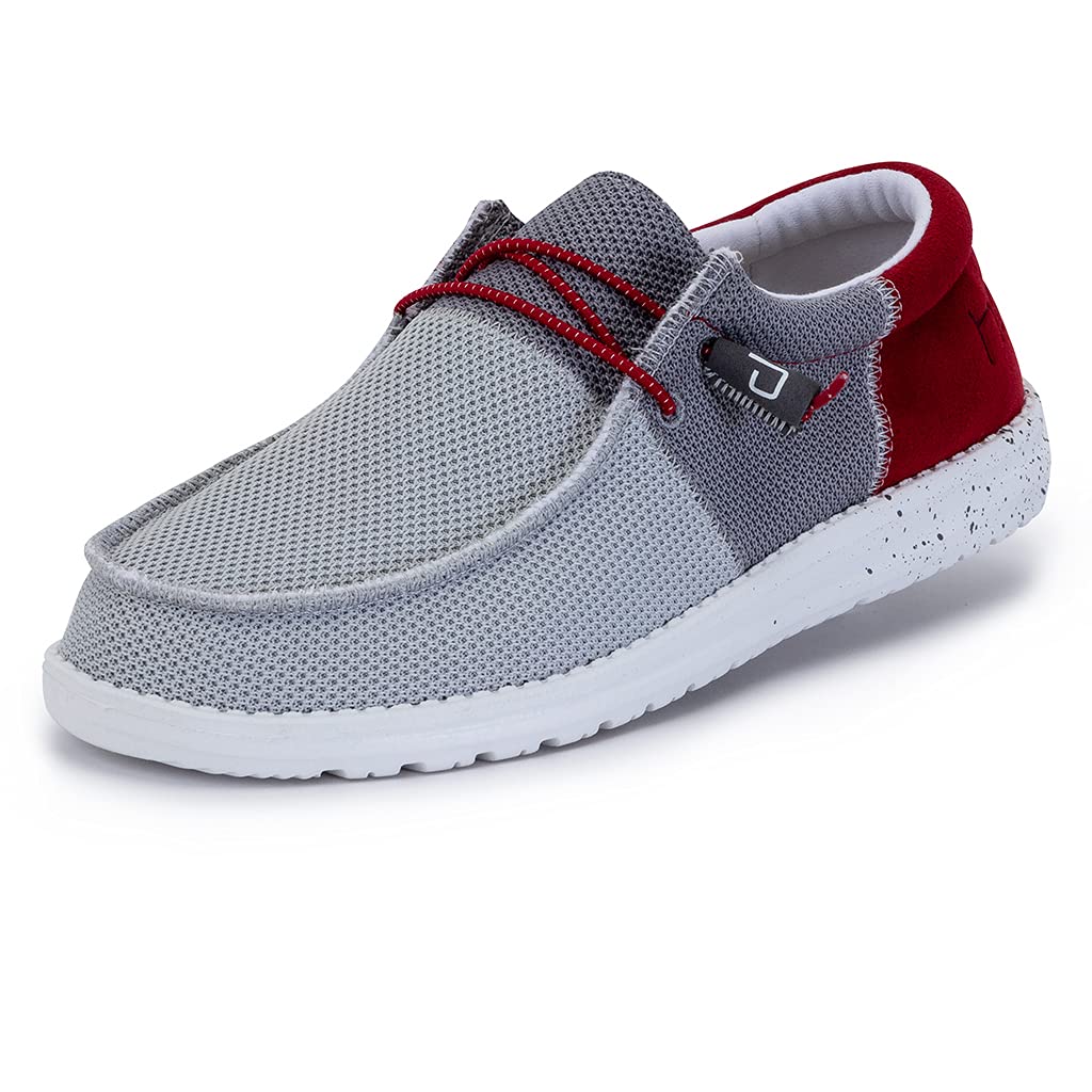 Hey Dude Men's Wally Sox Funk Dark Grey Red Size 12 | Men’s Shoes | Men’s Lace Up Loafers | Comfortable & Light-Weight