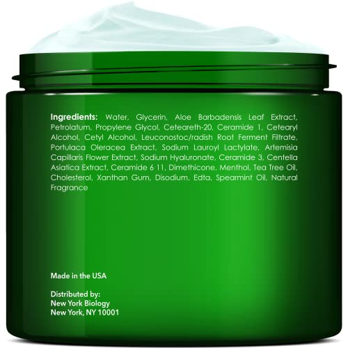 New York Biology Tea Tree Oil Foot Cream for Dry Cracked Feet, Athletes Foot, Nail Fungus, Jock Itch, Ringworm, Cracked Heels and Itchy Skin - Foot Cream - 8 oz