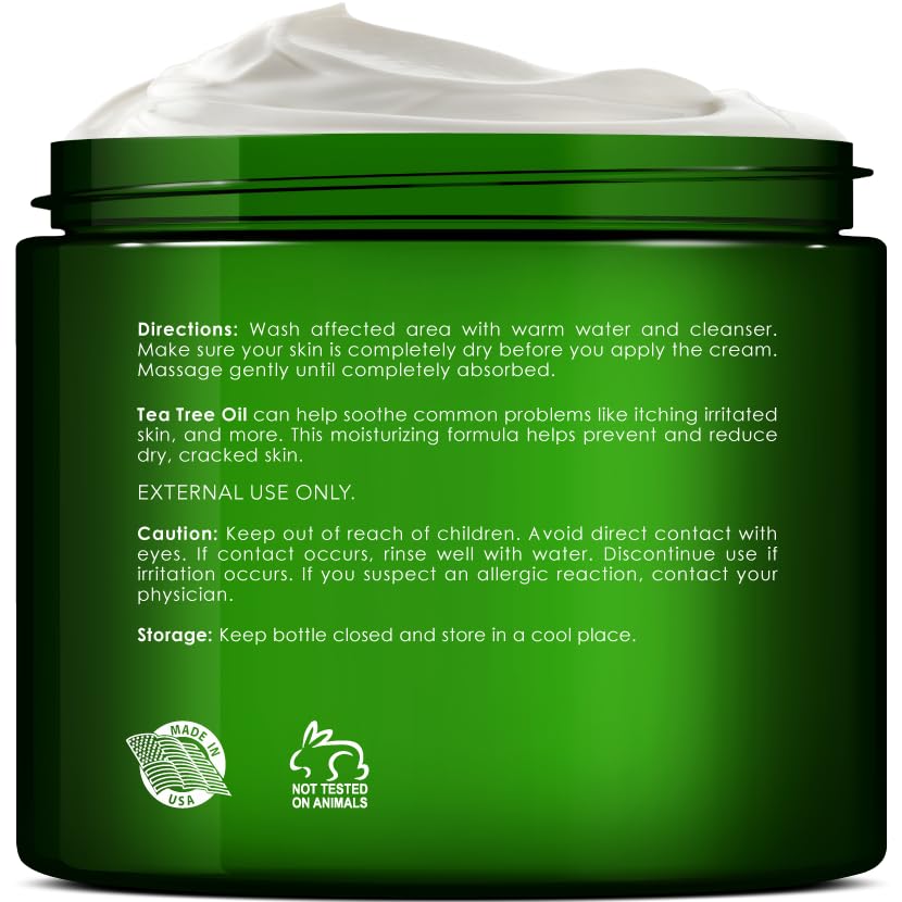 New York Biology Tea Tree Oil Foot Cream for Dry Cracked Feet, Athletes Foot, Nail Fungus, Jock Itch, Ringworm, Cracked Heels and Itchy Skin - Foot Cream - 8 oz