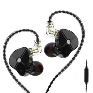 senlee trn st1 earphones with 1ba and 1dd, hybrid metal earphones headphones hifi in-ear monitor with detachable 2pin cable(with mic, black)