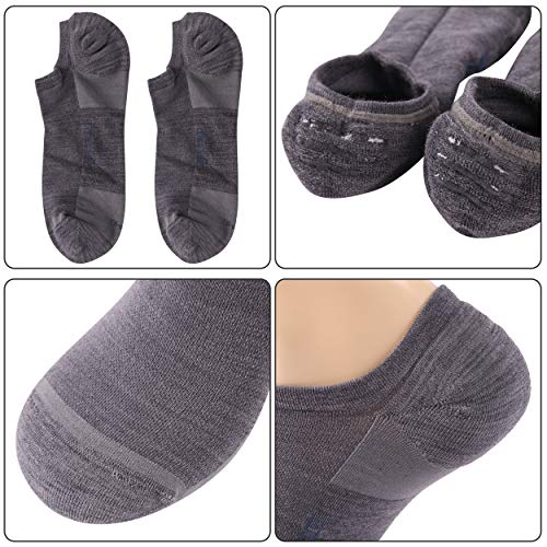 ZEAL WOOD Merino Wool No Show Running Tennis Golf Cycling Socks for Men Womens Mens Hiking Socks Women Men Moisture Wicking Ankle Athletic Socks Low Cut Wool Socks Gifts for Women 3 Pairs-Grey L