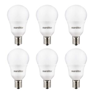 sunlite 41409-su led a15 light bulb, 6 watts (40w equivalent), intermediate base (e17), 480 lumens, dimmable, frosted finish, etl listed, 6 count, 3000k warm white