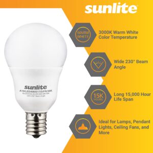 Sunlite 41409-SU LED A15 Light Bulb, 6 Watts (40W Equivalent), Intermediate Base (E17), 480 Lumens, Dimmable, Frosted Finish, ETL Listed, 6 Count, 3000K Warm White